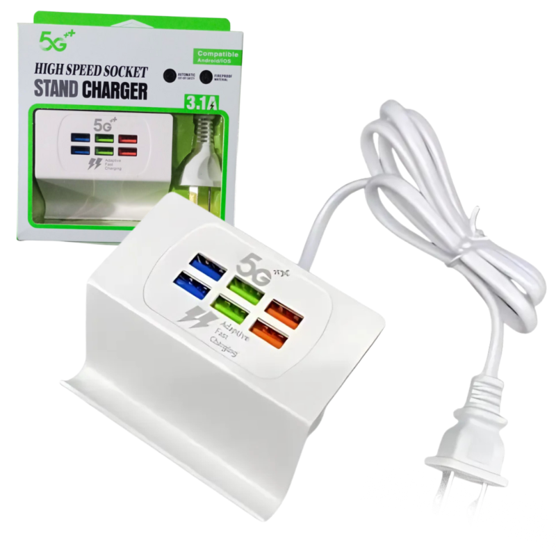 Zapatilla Cargador de 6 Puertos USB STAND CHARGER - Daz Importadora